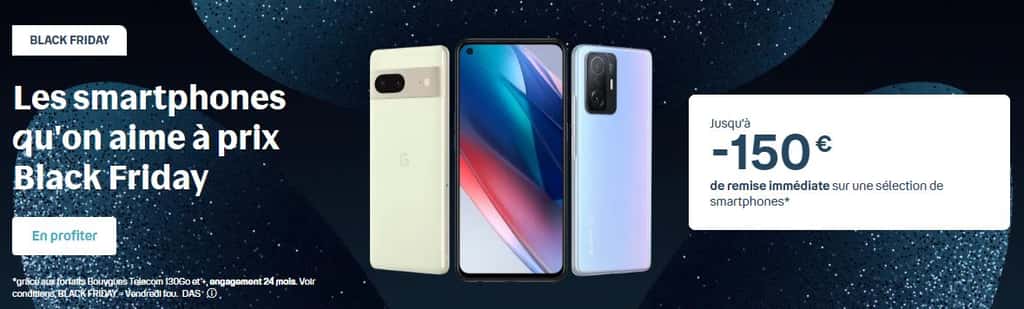 Black Friday Bouygues Telecom : jusqu’à -150 € de remise immédiate sur des smartphones dernier cri